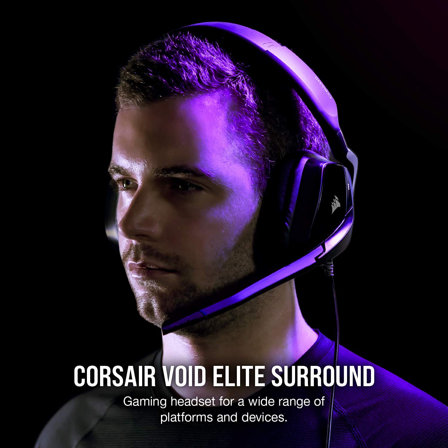 Corsair VOID Elite Surround Premium Gaming Headset with 7.1 Surround Sound, Carbon (Renewed)