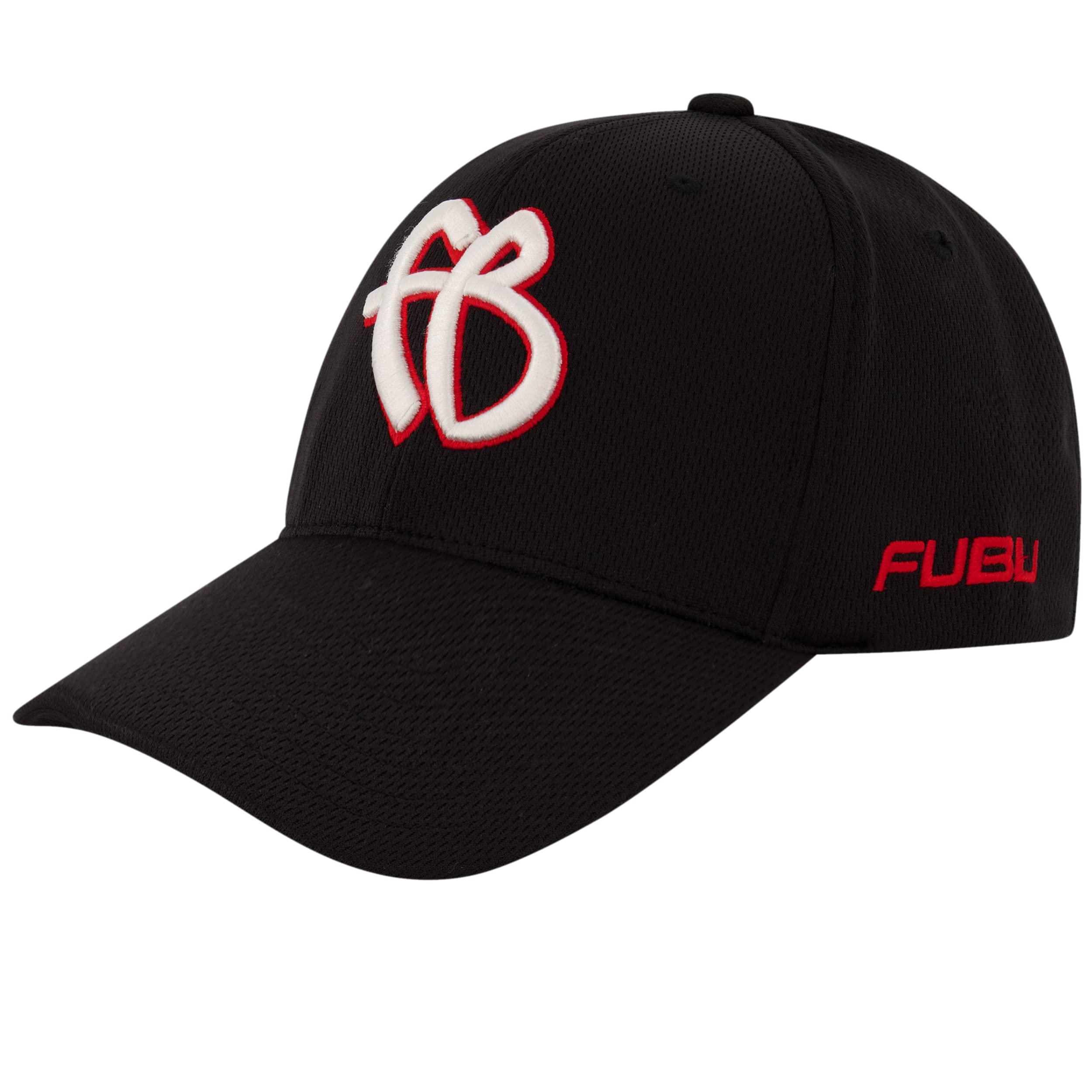 Concept One FUBU Baseball Cap, Active Mesh Adult Flex Fit Hat with Graffiti Style Logo, Curved Brim, Black, One Size