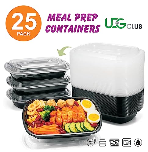 UEG CLUB Reusable 50Pack Meal Prep Food Storage Containers with Lids, Microwave Safe, Ideal for Prepping & Storing Meals, 38oz BPA Free Containers (38, Rectangular, 50, U2023E00786G4)