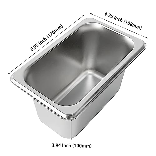 UEJYWUY 8 Pack 1/9 Size Steam Table Pan, 4 Inch Deep Anti Jam Stainless Steel Steam Table Hotel Pan, Commercial Half Size Steam Table Food Pans for Restaurants, Cafeteria, Hotels, Kitchen, Catering