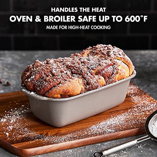 GreenPan Premiere Ovenware Healthy Ceramic Nonstick 1 lb. Loaf Baking Pan, Cast Aluminum, Warp-Free, Oven and Broiler safe to 600F,Dishwasher Safe, PFAS-Free, Gray