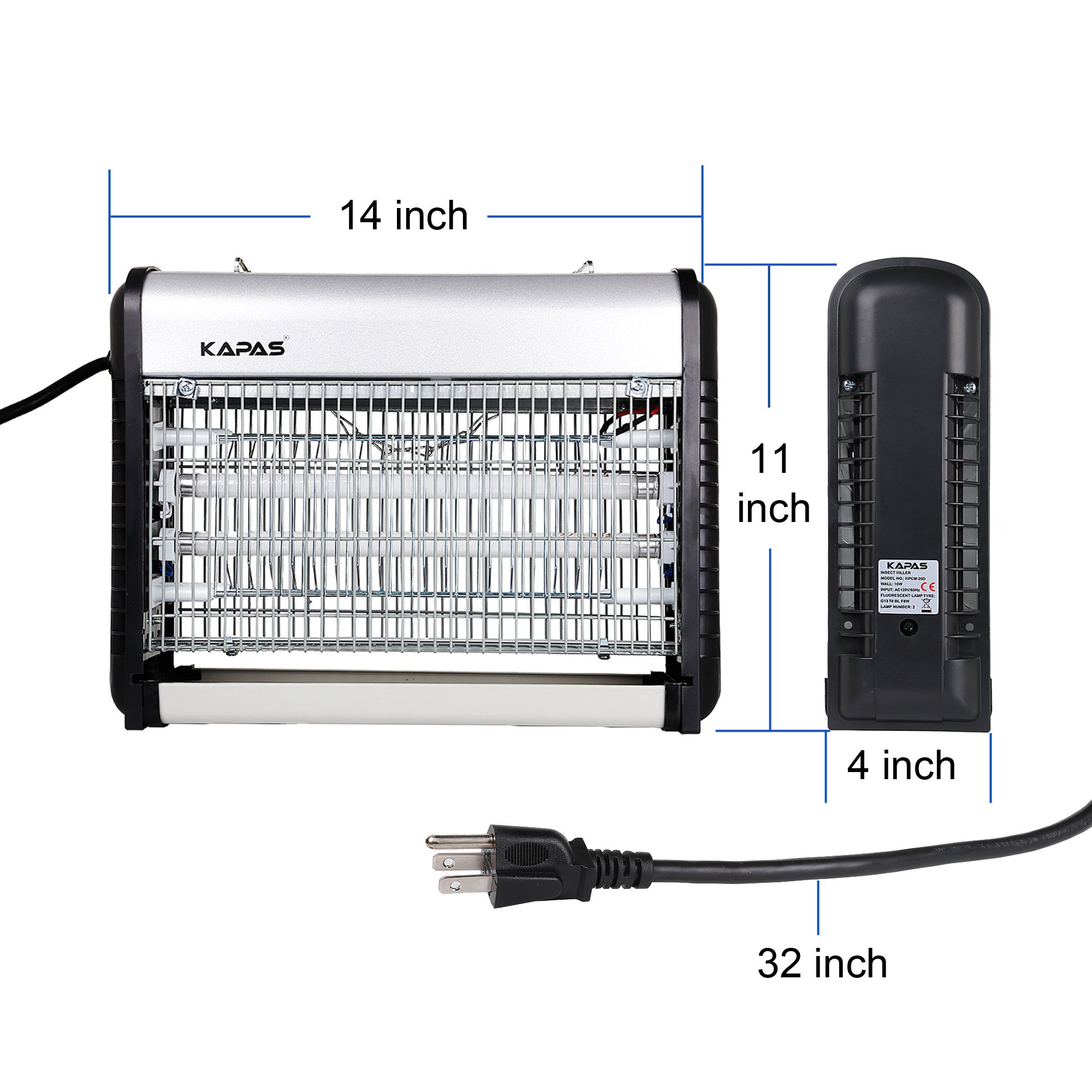 KAPAS Mosquito Killer, Electric Mosquito Zapper Indoor Night Lamp, Mosquito Control, Mosquito Trap, Bug Zapper, Insect Zapper, Ideal for Indoor Home&Commercial Use 20W Bulbs (2, 13 x 11 x 4 inch)