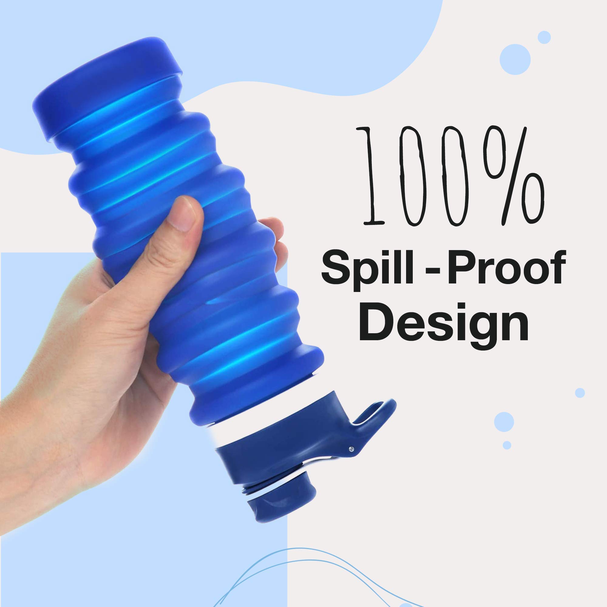 Collapsible Water Bottle BPA Free: Space Saving Drinking Bottle for Sports, Travel, and Gym