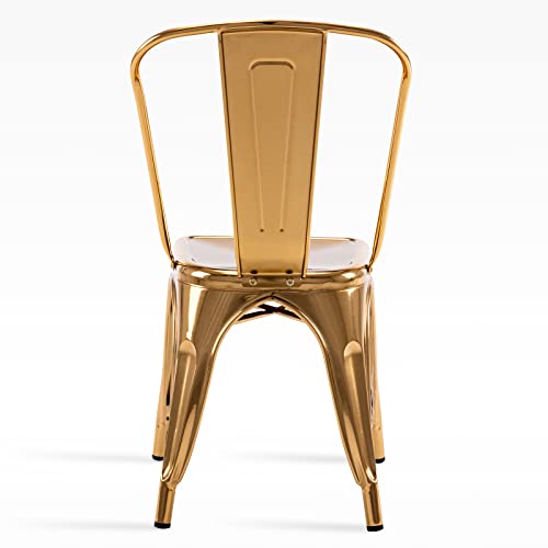 MFD LIVING 18 Inch Metal Dining Chair, Indoor Outdoor Patio Chair with Rustless, Stackable Chair for Restaurant Dining Room Chair Set of 4 (Gold)