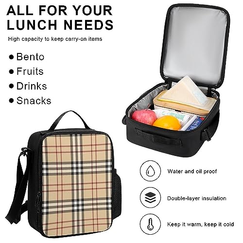 JZDACH Adults Daypack - Beige Plaid Stripes Pattern Bookbag 3 Piece College Daypack Traveling & Camping Backpack, 3 Piece Daypack Climbing Shoulder Bag