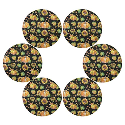 Placemats for Dining Table Mats - Autumn Pumpkins Sunflowers Leaves Branches Place Mat Holiday Place Mats Home Decoration 15.4 inch