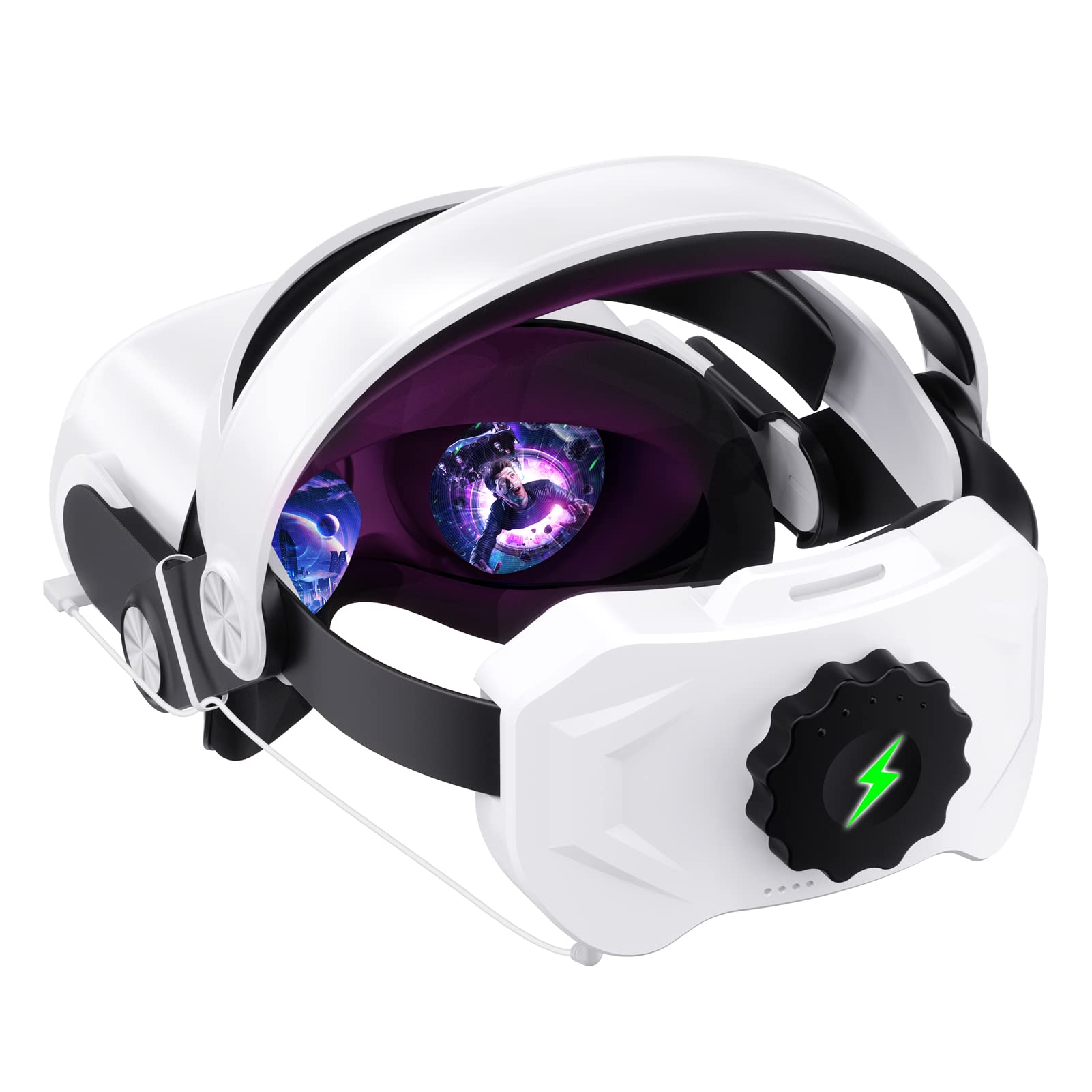 Elite Strap with Battery Pack Compatible with Meta Oculus Quest 2 Accessories 5200mAh Extend 3hrs Playtime Adjustable Head Strap Replacement Enhanced Support Comfort Fast Charging VR Power Headset