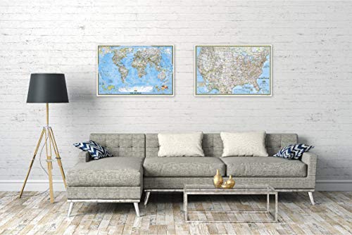 National Geographic World and United States Maps - Classic (Poster Size: 36 x 24 in) [Map Pack Bundle] (National Geographic Reference Map)