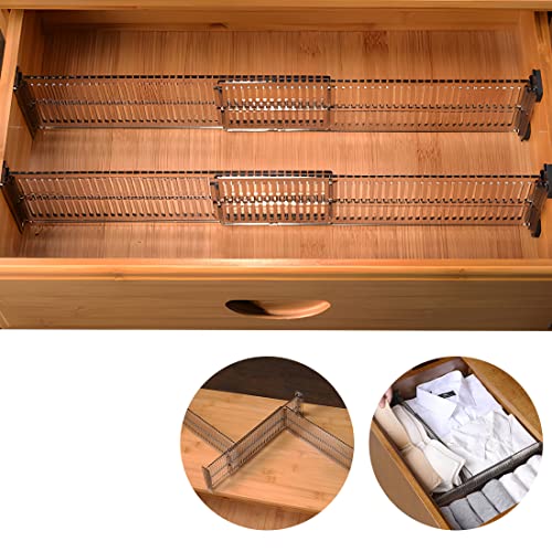 Plastic Drawer Dividers 2 Pack Adjustable Clear Drawer Separators for Storage, Organization, Utensils, Kitchen, Dresser, Desk, Bathroom Drawers, Separators for Pantry