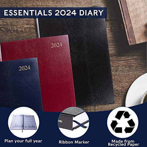 Collins Essential A5 Diary 2024 Daily Planner - Eco Friendly Recycled Paper Fully Recyclable - 2024 Page A Day Diary Journal & Planner - Business Office Academic and Personal Use (A5 Size Navy)