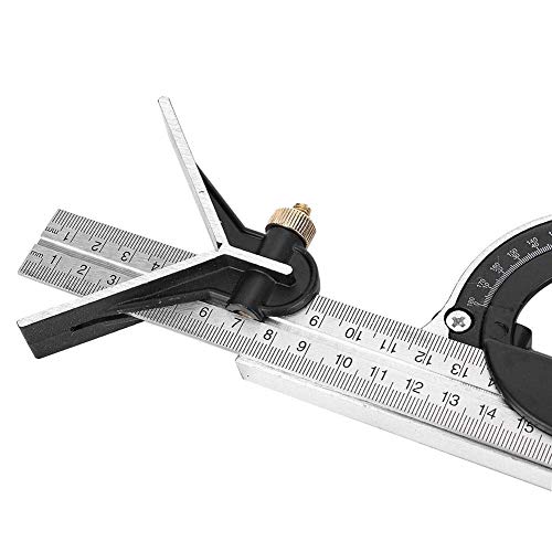 Fafeicy Stainless Steel T Square Ruler Adjustable Sliding Combination Square Ruler & Protractor Level Measure Measuring Tool 4-Piece 4R Combination Square