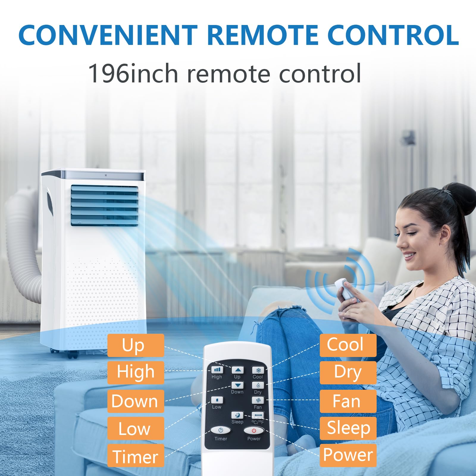 COWSAR 10000 BTU Portable Air Conditioner 4-in-1 Portable AC Unit Cool up to 400 sq.ft, Portable Air Conditioners with Remote Control Mini Air Conditioner 24 Timer <54 dBA