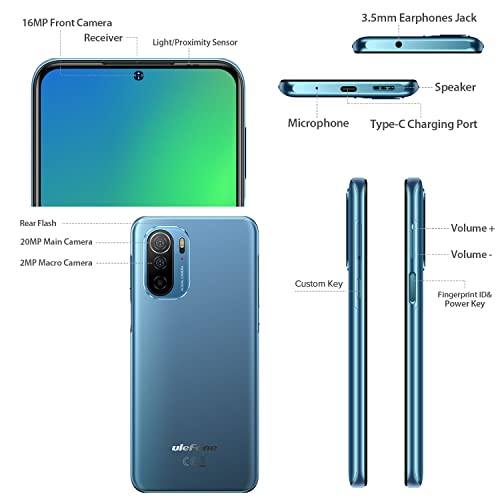 Ulefone Note 13P Unlocked Smartphones NFC, 6.5β FHD+ Display, 4GB+64GB, Android 11, 5180mAh, 20MP Main Rear Camera, Face Recognition, PPI & GPS Unlocked Cell Phone (Blue)
