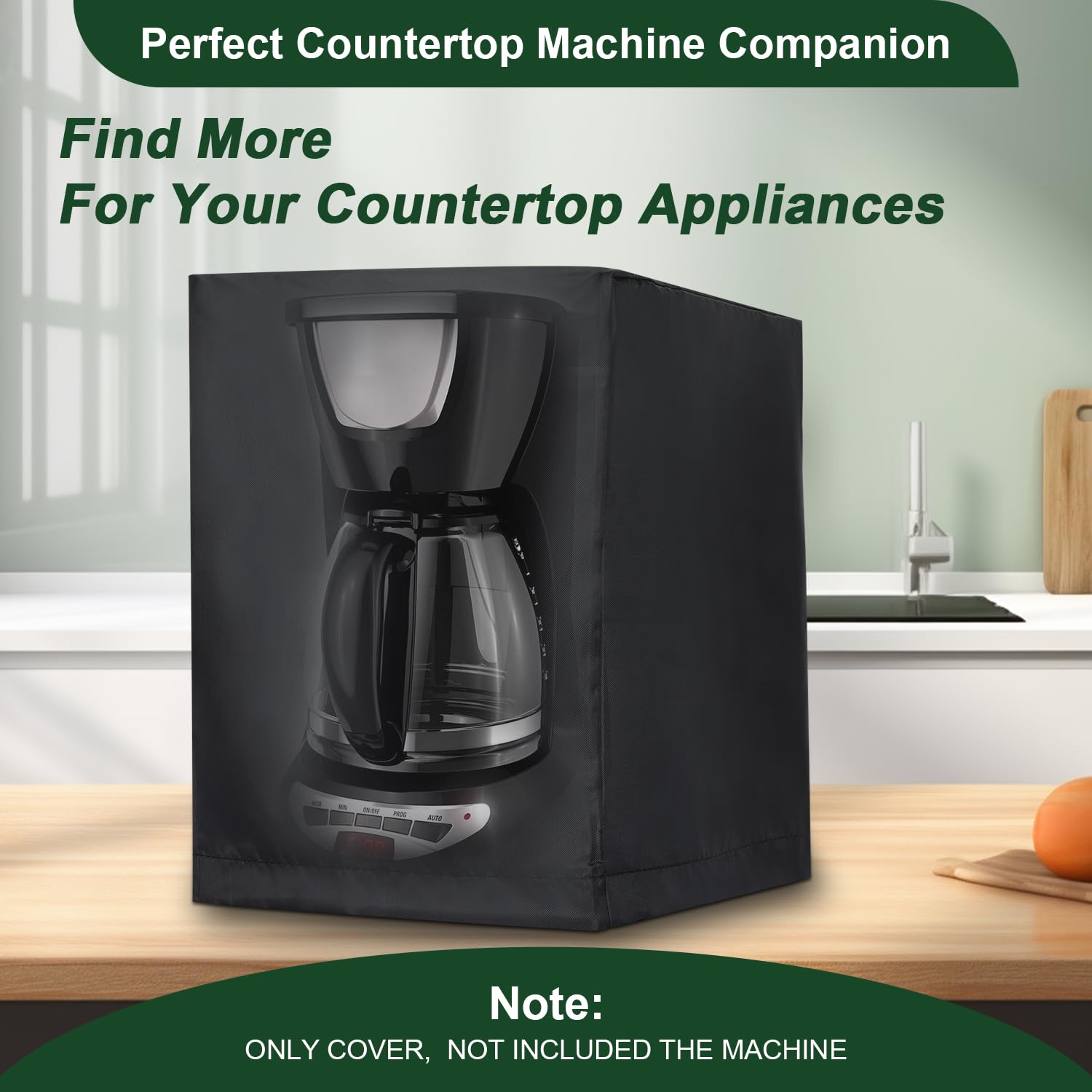 FlexiDapt Coffee Maker Cover, Universal Waterproof and Dustproof Shield for Countertop Appliances in Home, Garage and Office, Black