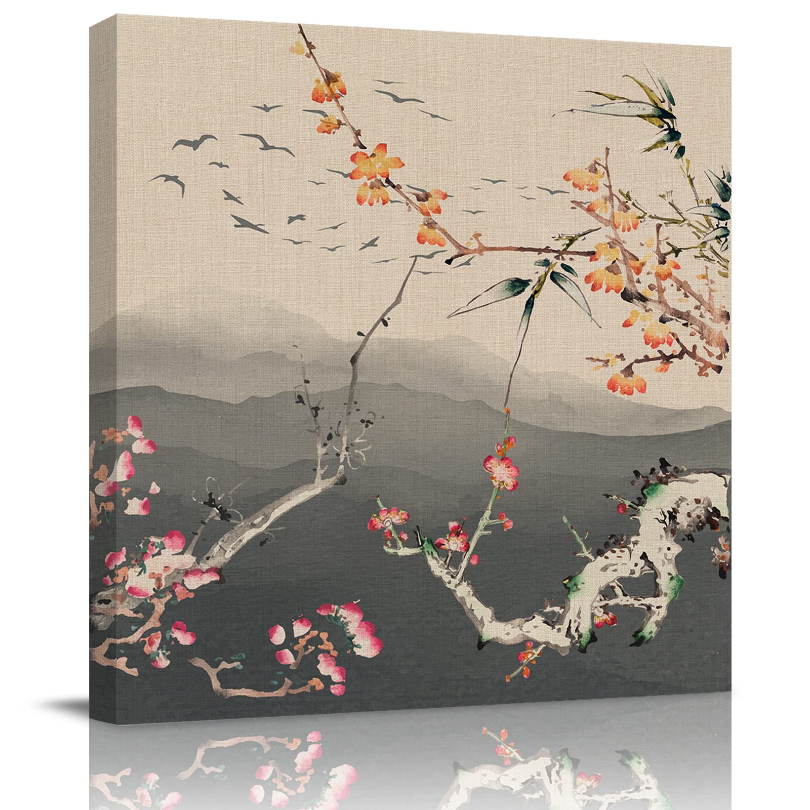 Canvas Wall Art Pictures on Canvas Oil Painting Art with Framed for Home Decorations Chinese Painting (12'' x 12'' x 1 Panel)