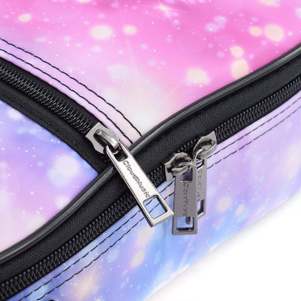 CLOUDMUSIC Ukulele Case Gig Bag Padded Backpack For Concert 23" Inch(Concert,Pink Purple Starry Night)