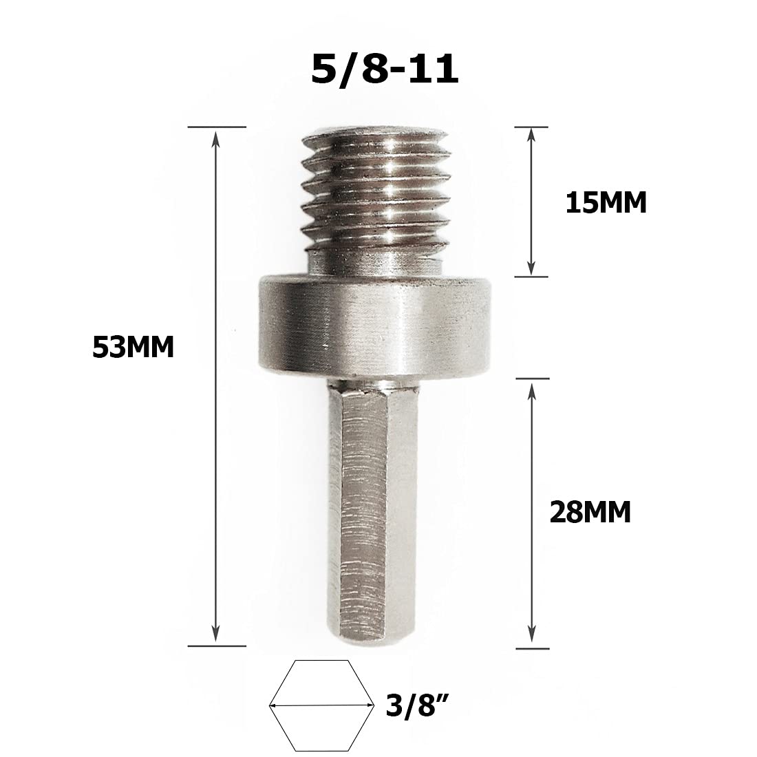 FACHLICH Core Drill Bit Adapter, 2pcs 5/8"-11 to 3/8" Hex Shank,Hole Saw Drill Sanding Attachment Arbor Shaft Adapter