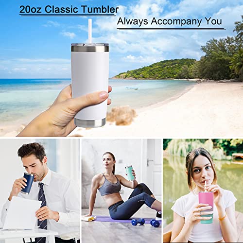 CIVAGO 20oz Tumbler with Lid and Straw, Stainless Steel Vacuum Insulated Coffee Tumbler Cup, Double Wall Powder Coated Travel Mug (Mint, 1 Pack)