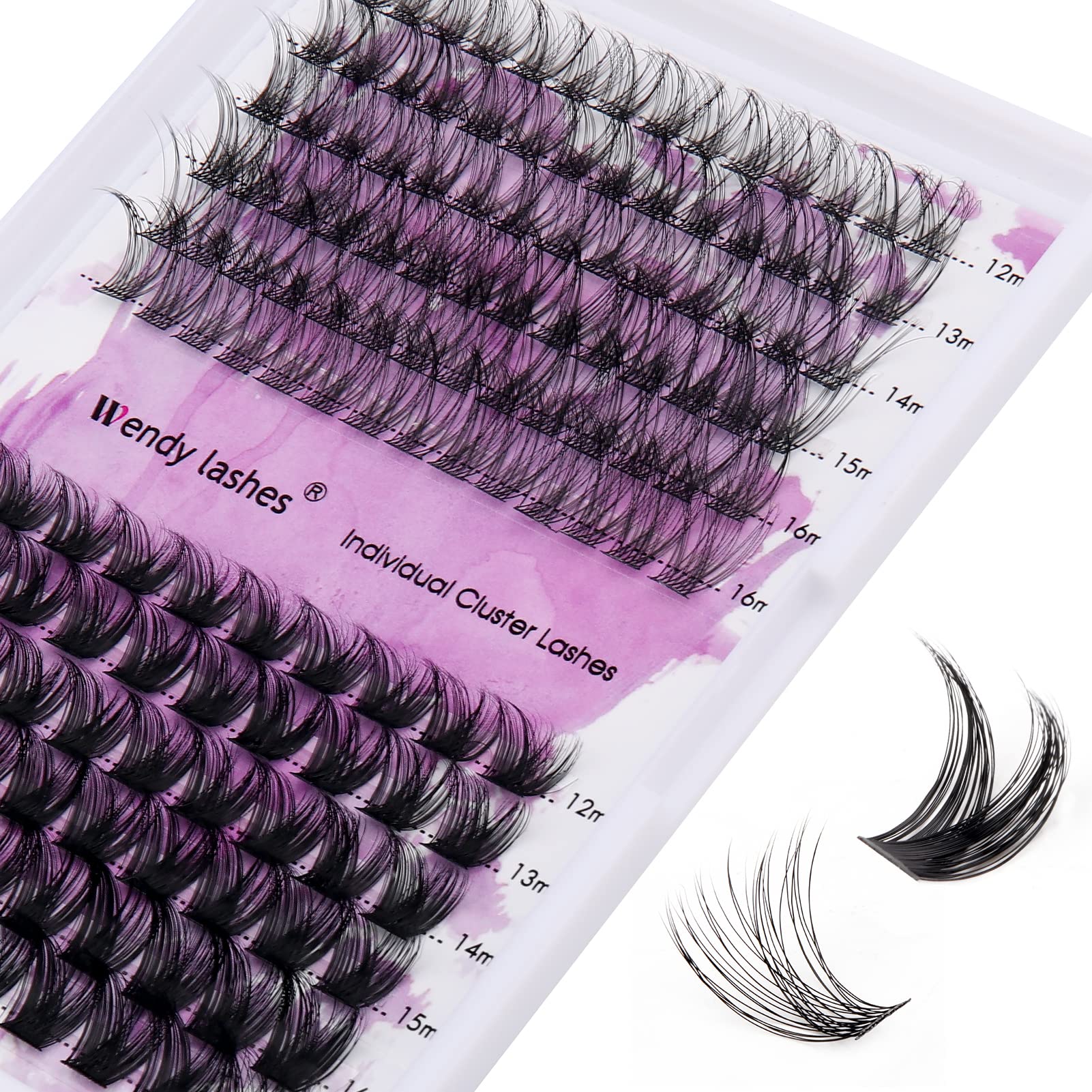 Cluster Lash Glue Black Sensitive Waterproof Lash Glue Long Lasting DIY Lash Glue and 2 Style Wide-stem Lash Clusters C/D Curl Thin Band Cluster Lashes