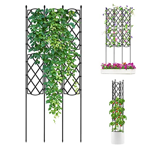 Garden Trellis for Climbing Plants Outdoor, deaunbr Tomato Cage Plant Support Garden Obelisk Trellises Cages for Vines, Flowers, Indoor Potted Plants, Rose, Clematis, Cucumber Pea, Bean, Grape
