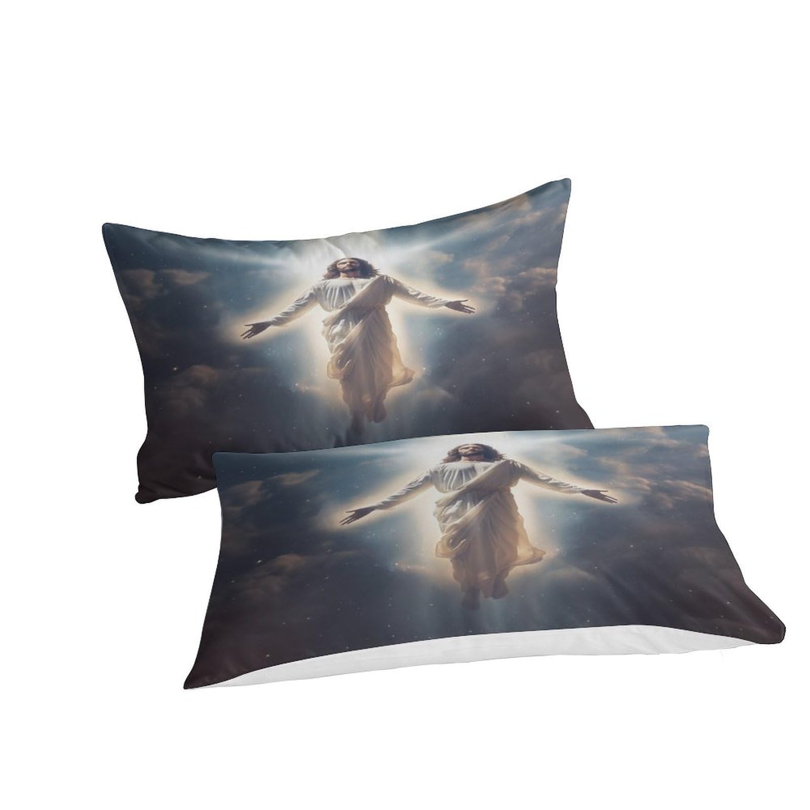 ERGTT Jesus Quilt Cover 3D Printed Beautiful Angel for Boys Girls Comforter Covers Duvet Cover with Pillow Cases with Zipper Closure Bedding Set Soft Microfiber 3 Pieces Full(203x228cm), Style-2
