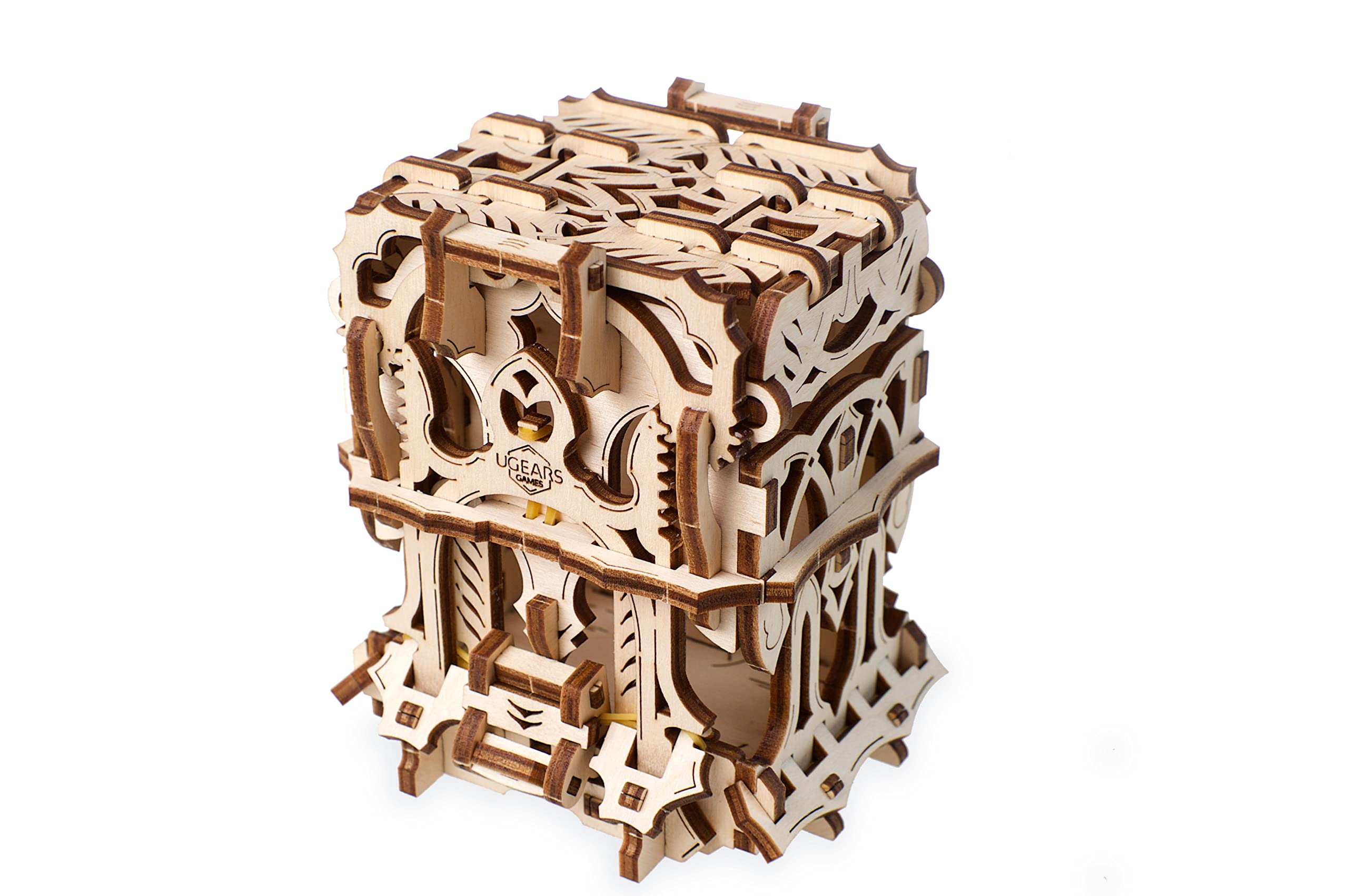 UGEARS 3D Puzzle for Board Games – Deck Box for up to 120 Game Cards - Unique Mechanical Devices for Family Tabletop Role-Playing Games - Wooden Construction Kits for Adults