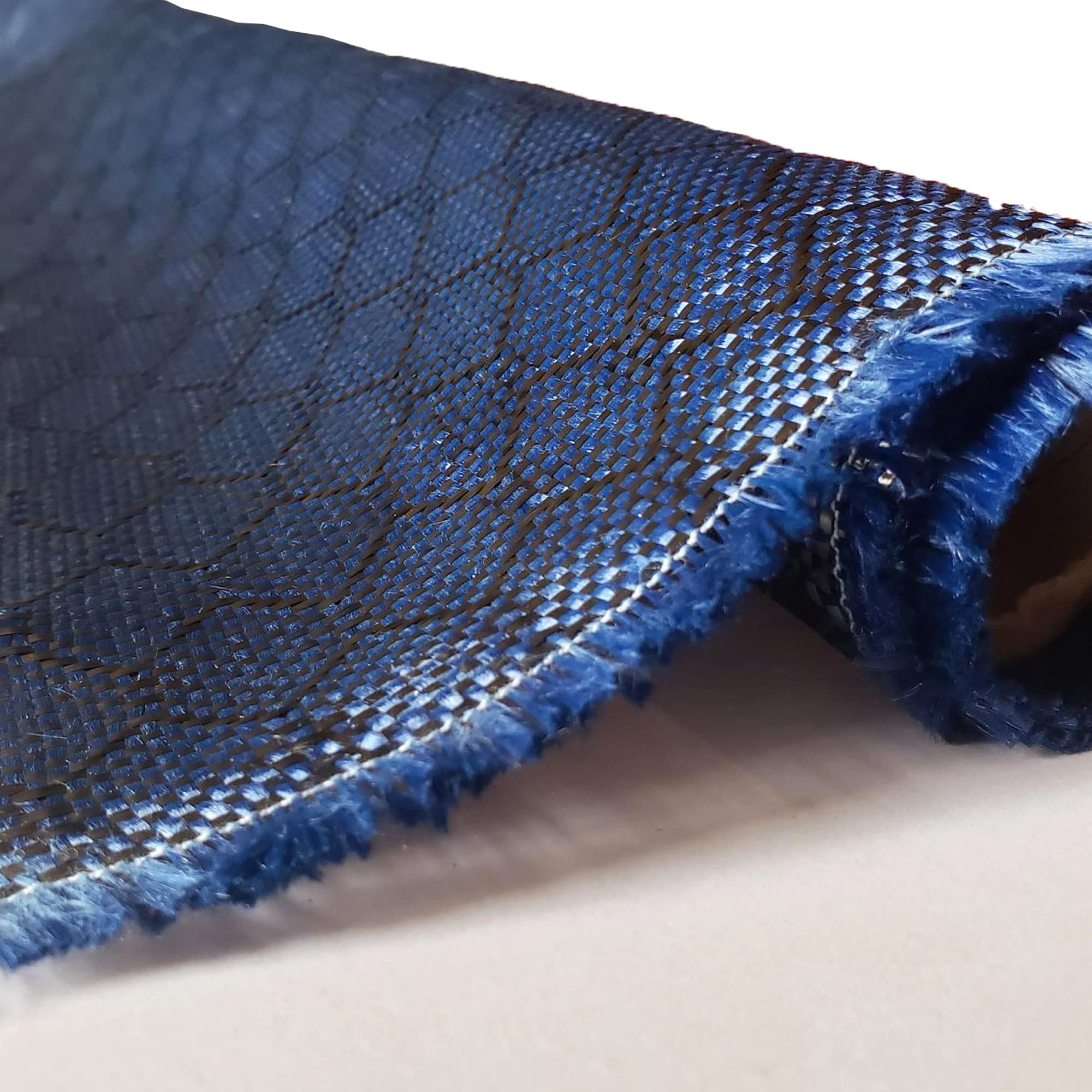 KARBXON - 12 in x 10 ft β Beehive Weave - Carbon Fiber Aramid Fabric - Blue - 3K - 240g/meter - Beehive Weave 12β Wide Hemmed Fabric for Repair, DIY Projects (10, Ft)