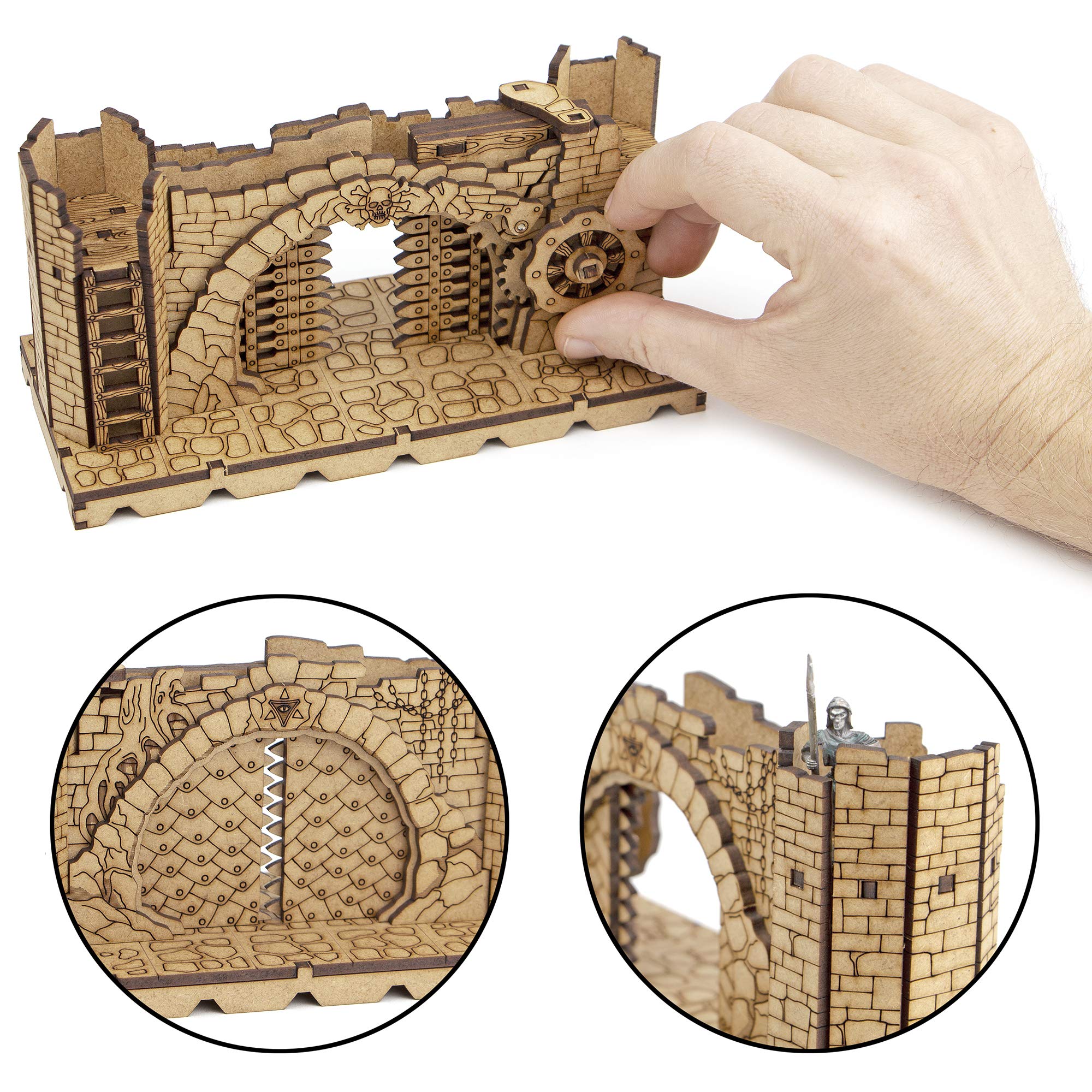 TowerRex 3D Modular Battle Map D&D Terrain Prison Buildings - DND Accessories, Set for Dungeons & Dragons, Pathfinder, Warhammer, Tabletop Battle mat Grid, Wargaming Terrain for 32mm 28mm Miniatures