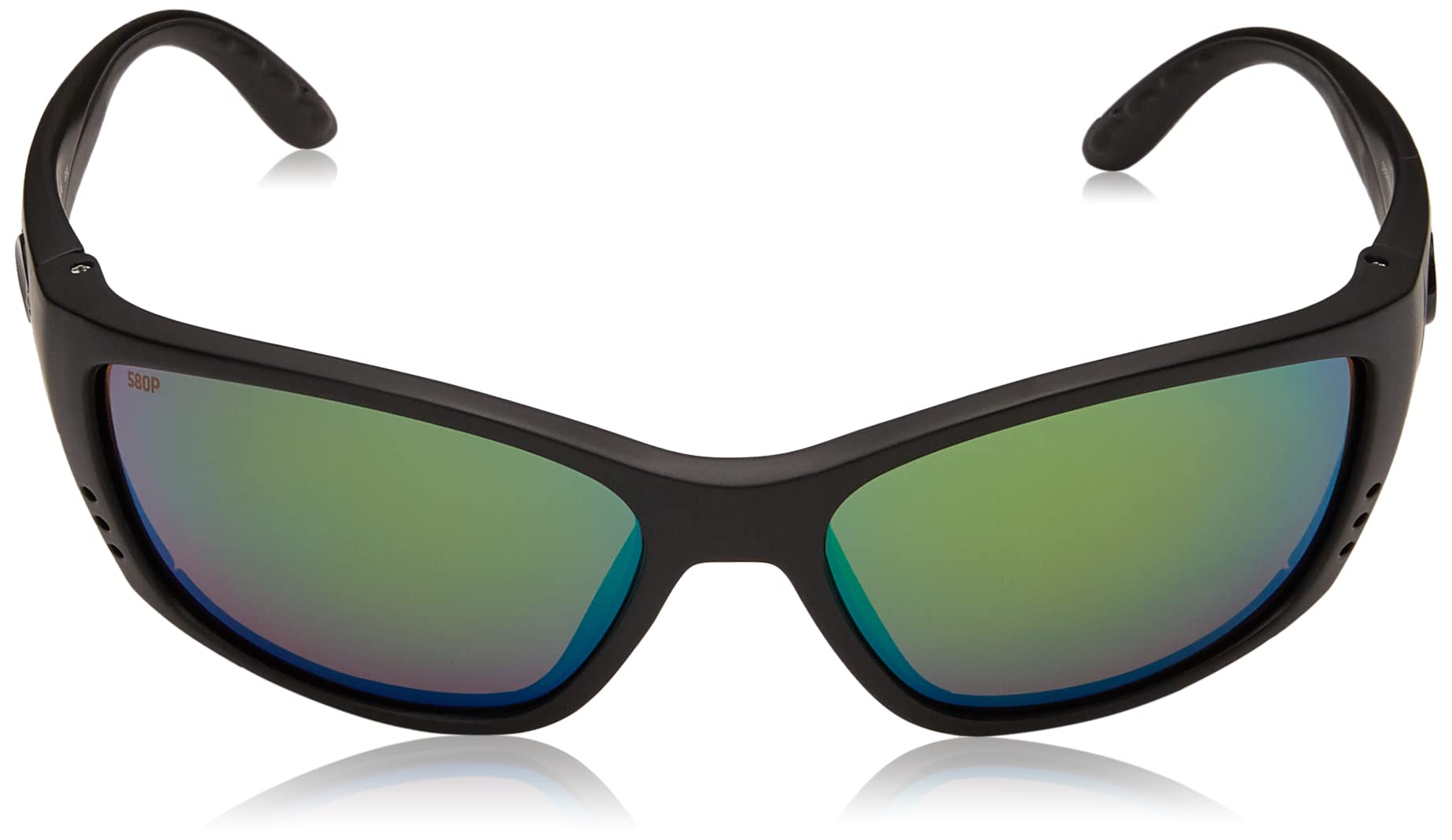 Costa Del Mar Mens Fisch Rectangular Sunglasses, Blackout/Sunrise Silver Mirrored Polarized-580P, 64 mm