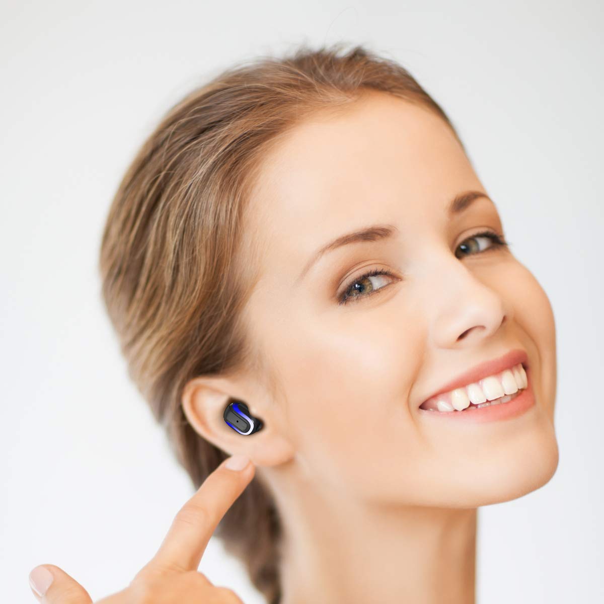 Compact Wireless Bluetooth 5.1 Noise Canceling Earbuds IPX7 Waterproof True Stereo Headphones 36 Hr Playtime Charging Case (with Built in Phone Charging Feature) in Ear Microphone for Sports Work Play