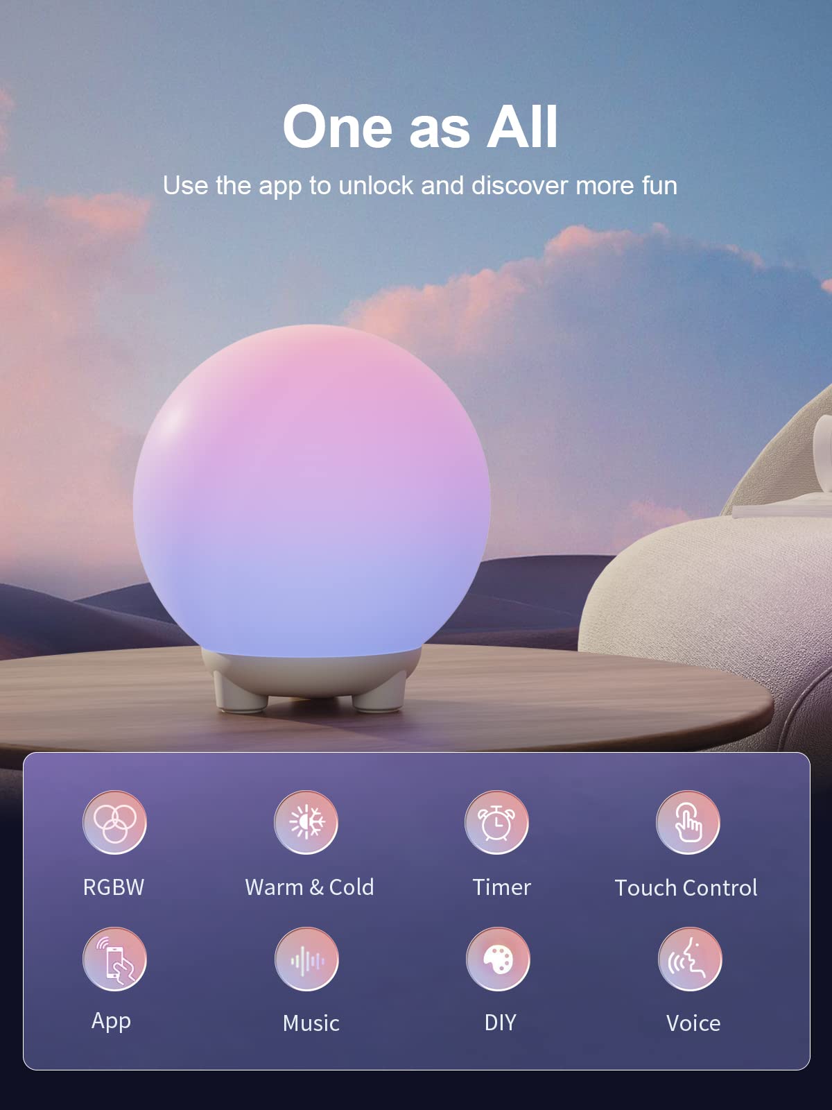 Colorpanda Smart Table Lamp, Dimmable RGB APP Control Bedroom Lamp Compatible with Alexa & Google Assistant, Touch Bedside Lamp for Living Room and Bathroom