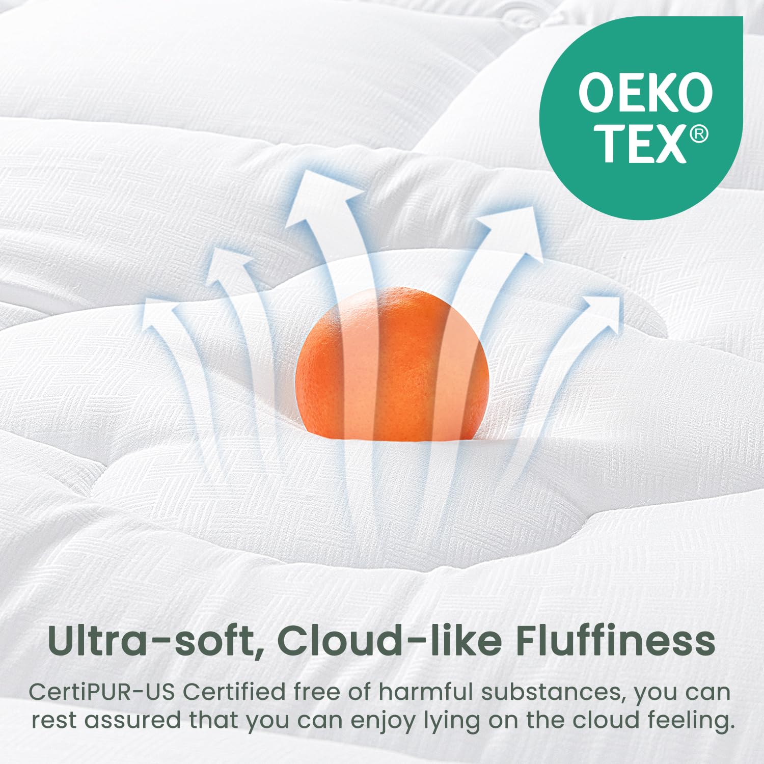 FLEXPEDIC Full Mattress Topper,Extra Soft Pillow Top Mattress Topper for Firm Bed,Cooling Cloud-Like 800GSM Down Alternative Filled,4 Anchor Elastic Bands,54 * 75 Inches,White