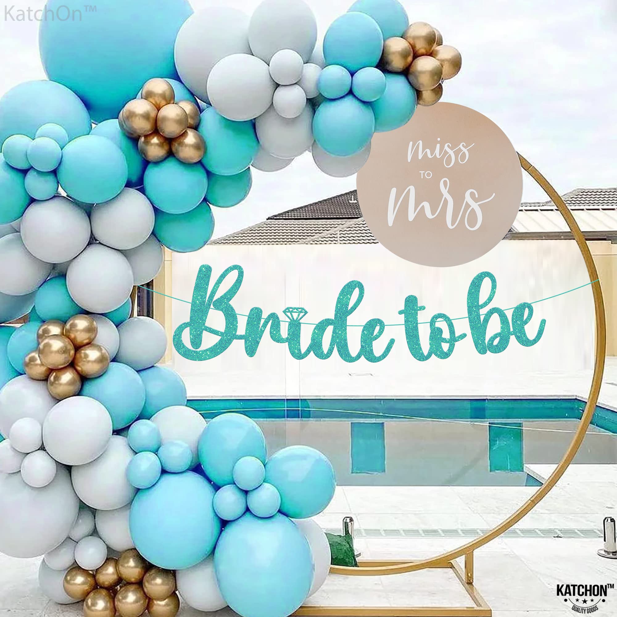 KatchOn, Blue Glitter Bride To Be Banner - 10 Feet, No DIY | Blue Bride to Be Sign for Bachelorette Party Decorations | Bridal Shower Banner for Bridal Shower Decorations | Bride To Be Decorations