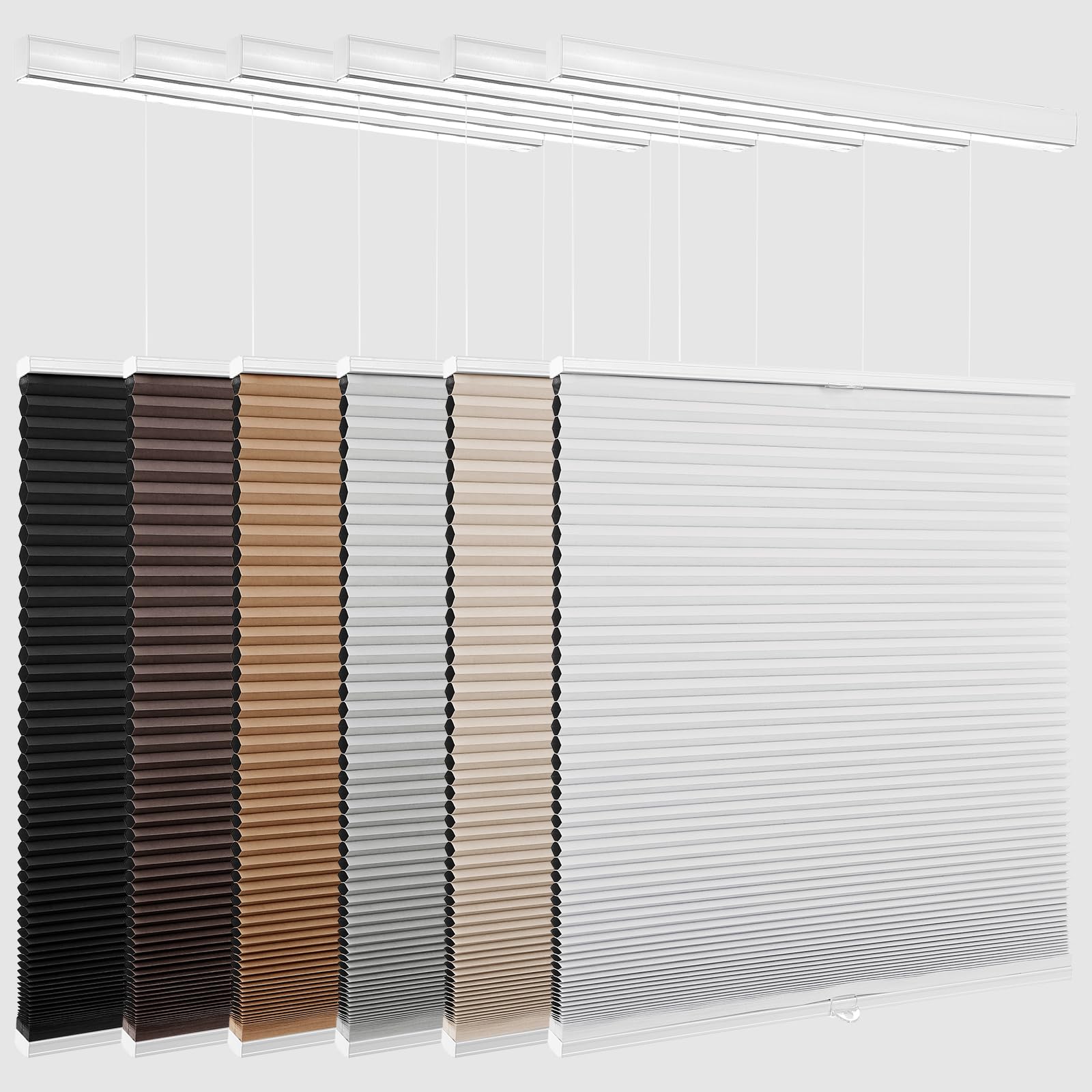 Changshade Custom Top Down Bottom Up Cellular Shades Cordless Blackout, Honeycomb Blinds Room Darkening Window Shades, 1.5" Cell Pleated for Office,Bedroom, Child, Bathroom, Easy to Install,White