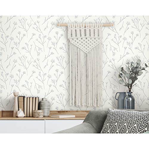 RoomMates RMK11678WP Brown and White Twigs Peel and Stick Wallpaper,Brown & White, Roll