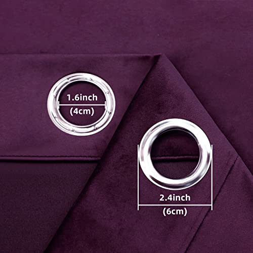 Guibaf Dark Purple Velvet Curtains 84 inches Long Grommet Blackout Curtains for Bedroom Light Blocking Thermal Insulation Drapes Set of 2 Panels 52βx 84β