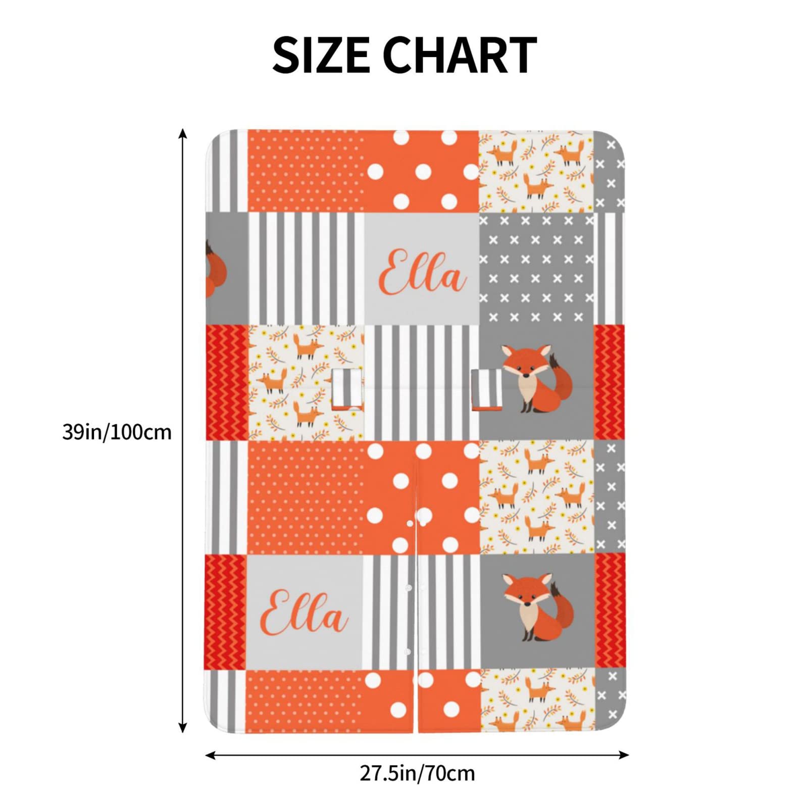 Personalized Fox Plaid Baby Infant Car Seats Canopy for Babies with Name, Custom Multi-use Blankets for Baby Boys Girls, Peekaboo Minky Nursing Breastfeeding Stroller Cover Canopies for Newborn