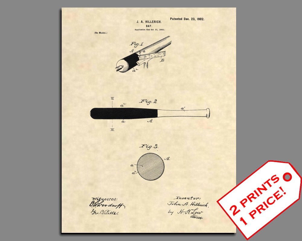 Patent Prints - Louisville Slugger Patent Art - Baseball Wall Art - Patent Art Poster (8.5 x 11) - 73