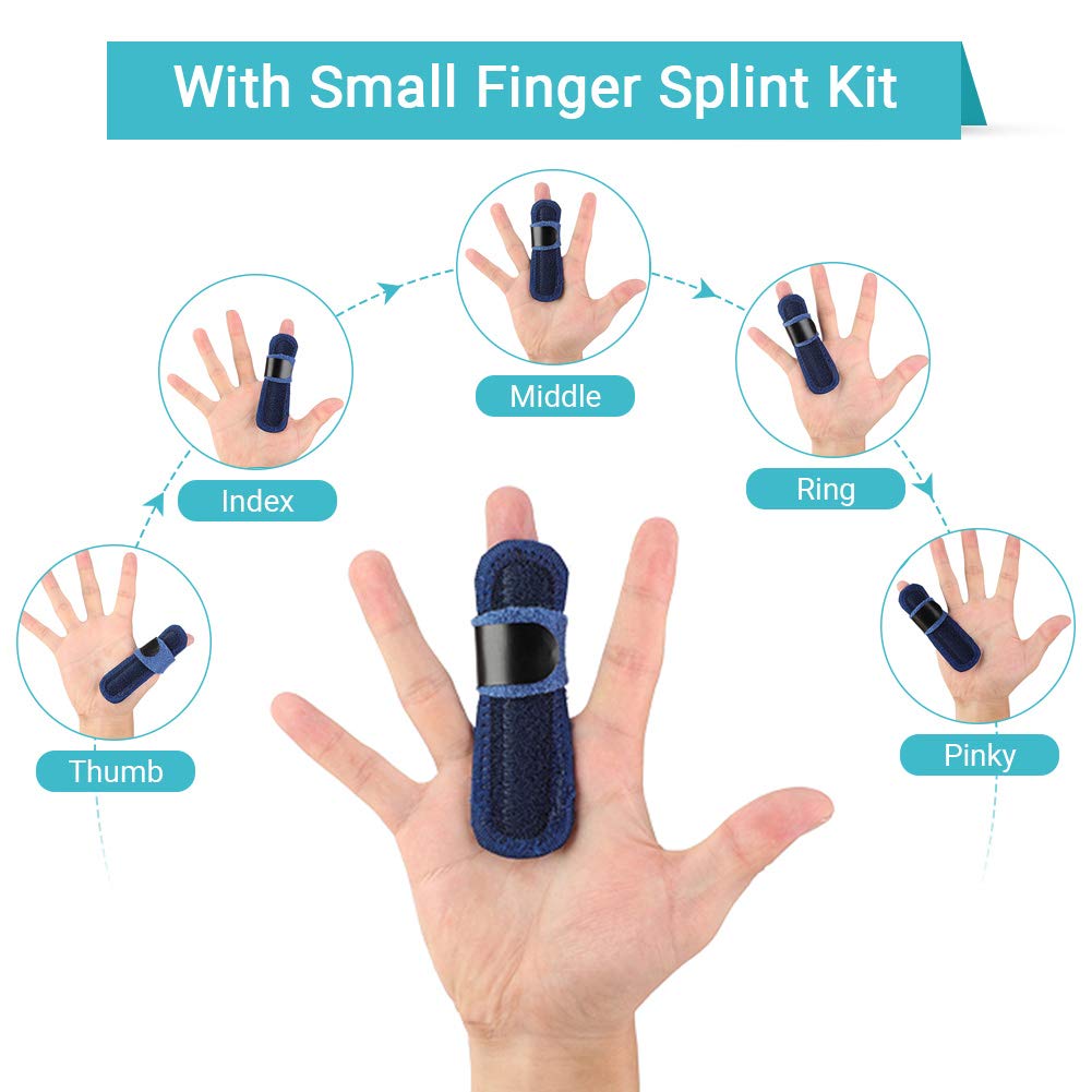 Chanmee New Navy Blue Fingers with Steel Finger Corrector Adjustable Aluminium Finger Splint Hand Support Recovery Brace Protection Injury Aid Tools