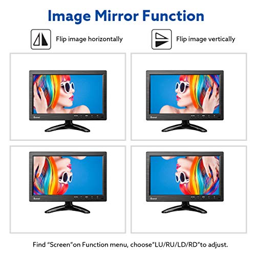 Eyoyo 10 Inch Monitor 1024x600 Display HD TFT LED Screen Support AV VGA BNC Video Input for CCTV DVD PC DVR with Speaker