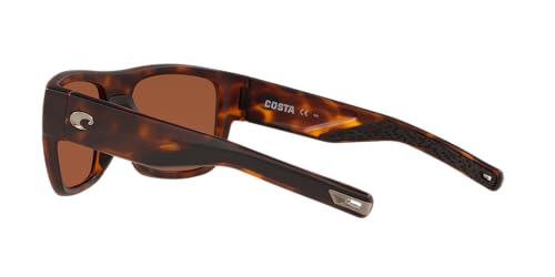 Costa Del Mar Mens Sampan Rectangular Sunglasses, Matte Tortoise/Green Mirrored Polarized-580G, 60 mm