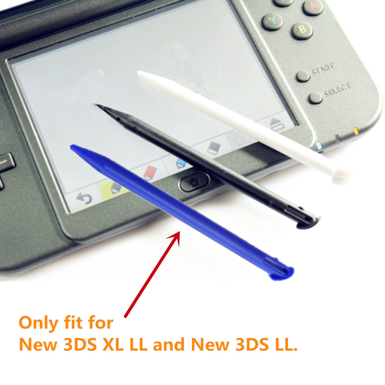 XHBTS 10 Pieces Plastic Replacement Touchscreen Stylus Pen, Compatible with Nintendo New 3DS XL, New 3DS LL (Black)