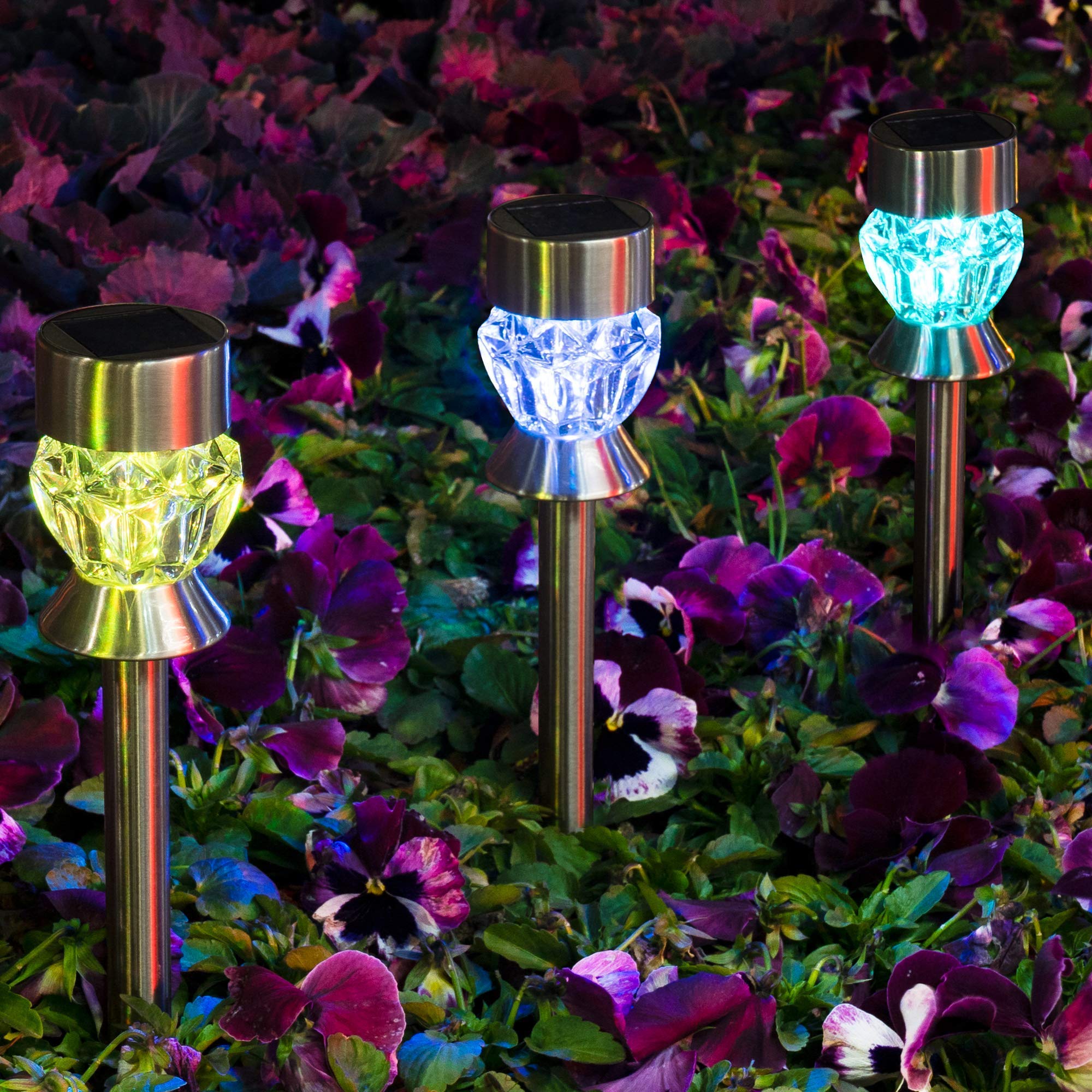 SOLPEX 14 Pack Solar Pathway Lights,Solar Pathway Lights Outdoor, Solar Powered Garden Lights,Diamond-Like Waterproof Solar Walkway Lights for Lawn, Patio, Yard, Garden, Pathway, Walkway and Driveway