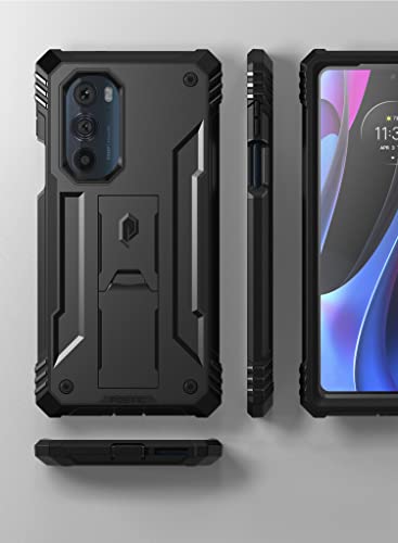 Poetic Revolution Case for Moto Edge Plus 5G 6.7" (2022) / Edge+ 5G UW (2022), Model # XT2201, Full-Body Rugged Shockproof Protective Cover with Kickstand and Built-in-Screen Protector, Black