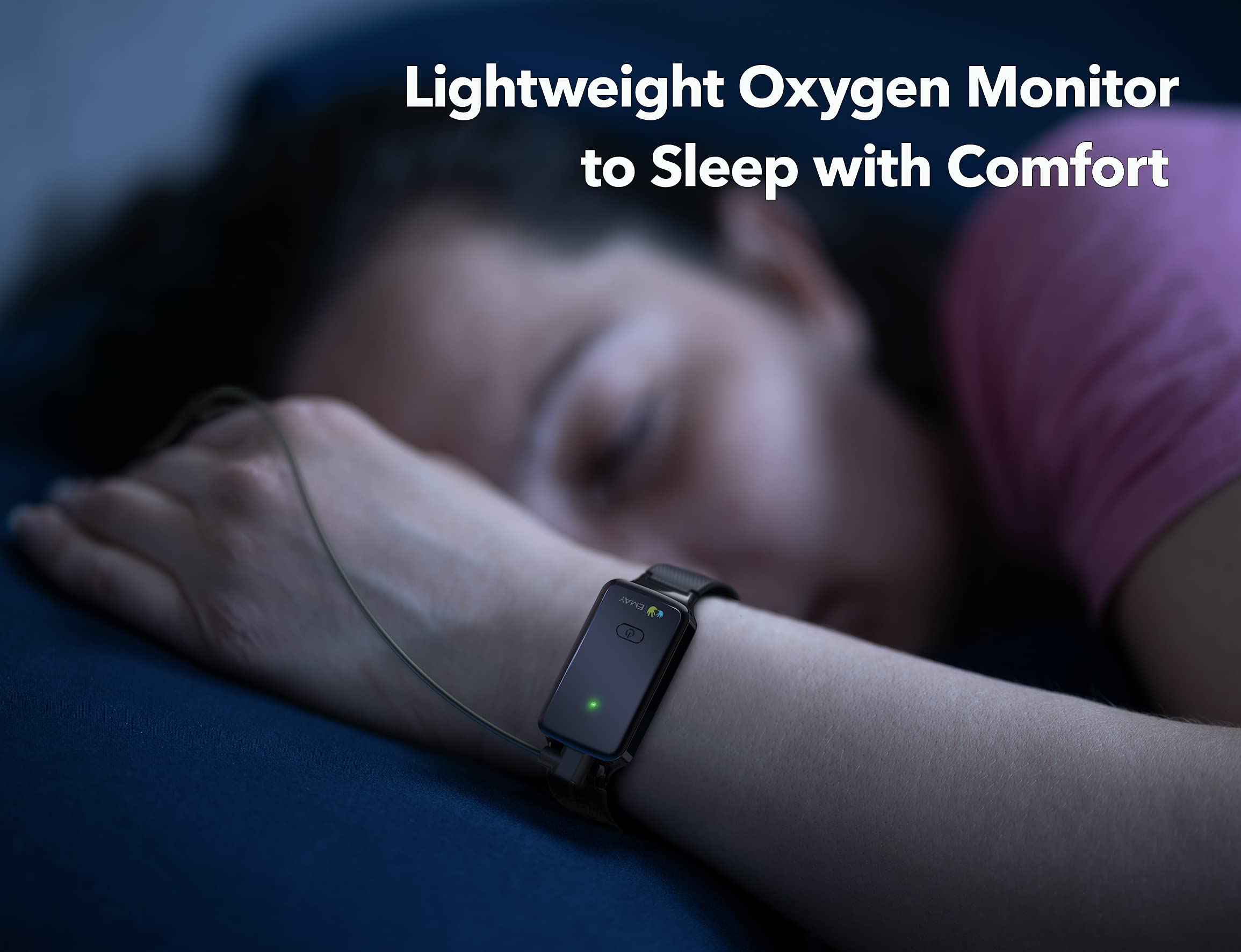 EMAY SleepO2 Wrist Oxygen Monitor with Silicone Probe | Wrist Pulse Oximeter for Overnight & Continuous SpO2 Tracking | Gives Summary Report & Raw Data