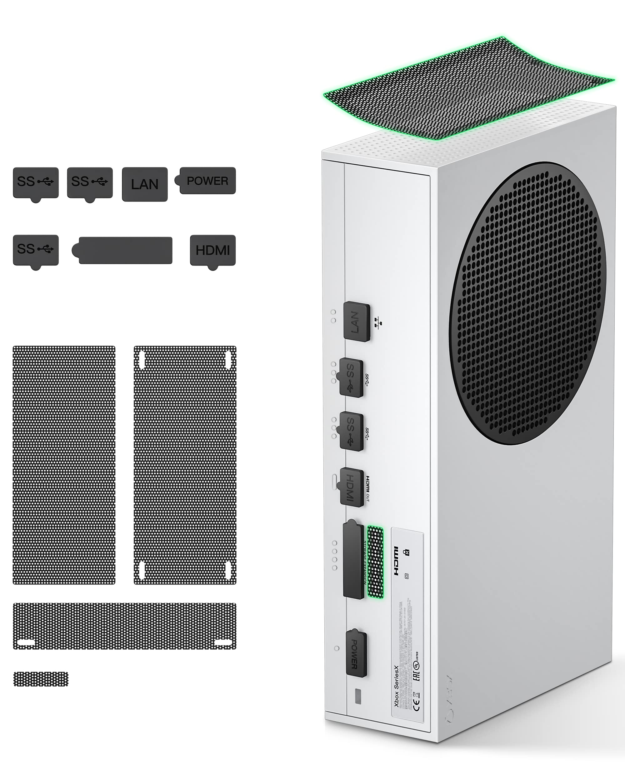 ZAONOOL Dust Filter Set for Xbox Series S Console - Include 7 Silicone Dust Protector and 4 PVC Mesh Filter Covers