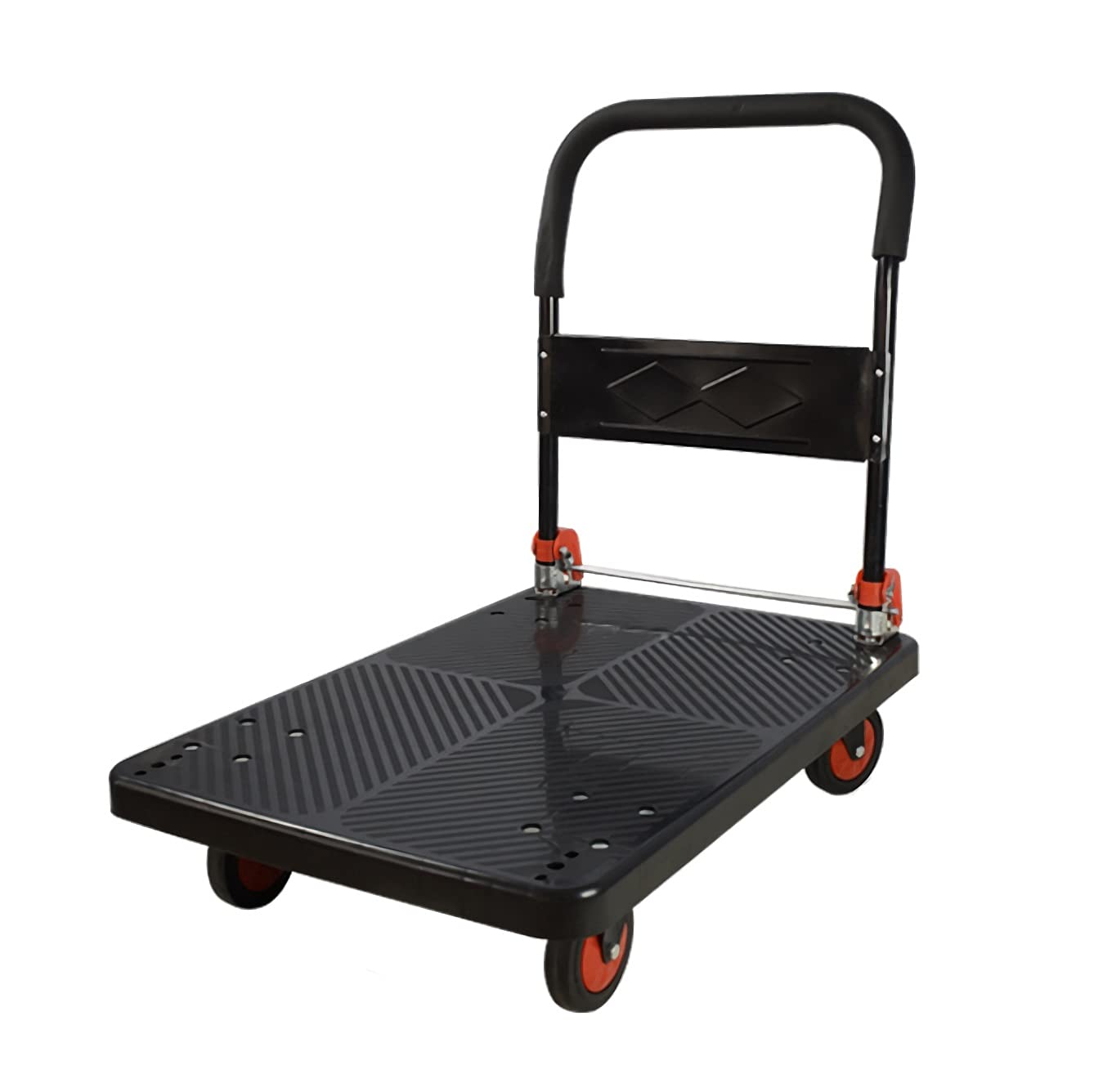 DMUNIZ Platform Trucks Flatbed Cart Silent Platform Truck Moving Push Cart with Foldable Handle and Mute Swivel Wheels for Home Office 440lbs Weight Capacity Push Cart