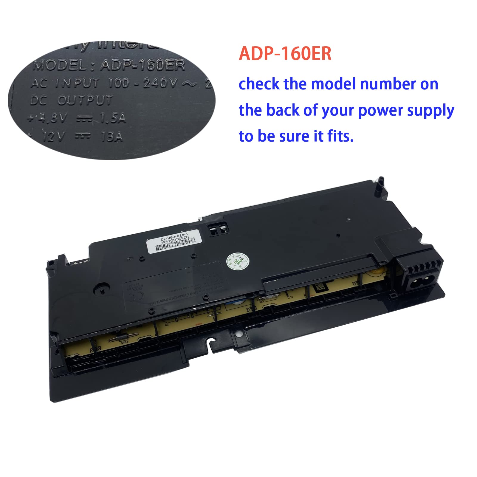 XIAOXIA PS4 Slim Power Supply Unit Adapter ADP-160ER N16-160P1A Replacement for Sony Playstation 4 PS4 Slim CUH-2015B CUH-2115B 500GB Console (NOT Fit for N15-160P1A or ADP-160CR)
