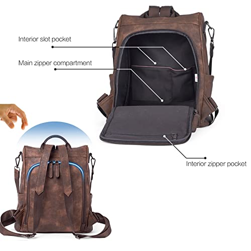 CLUCI Backpack Purse for Women Fashion Large Size Leather Backpacks Convertible Anti-theft Bag