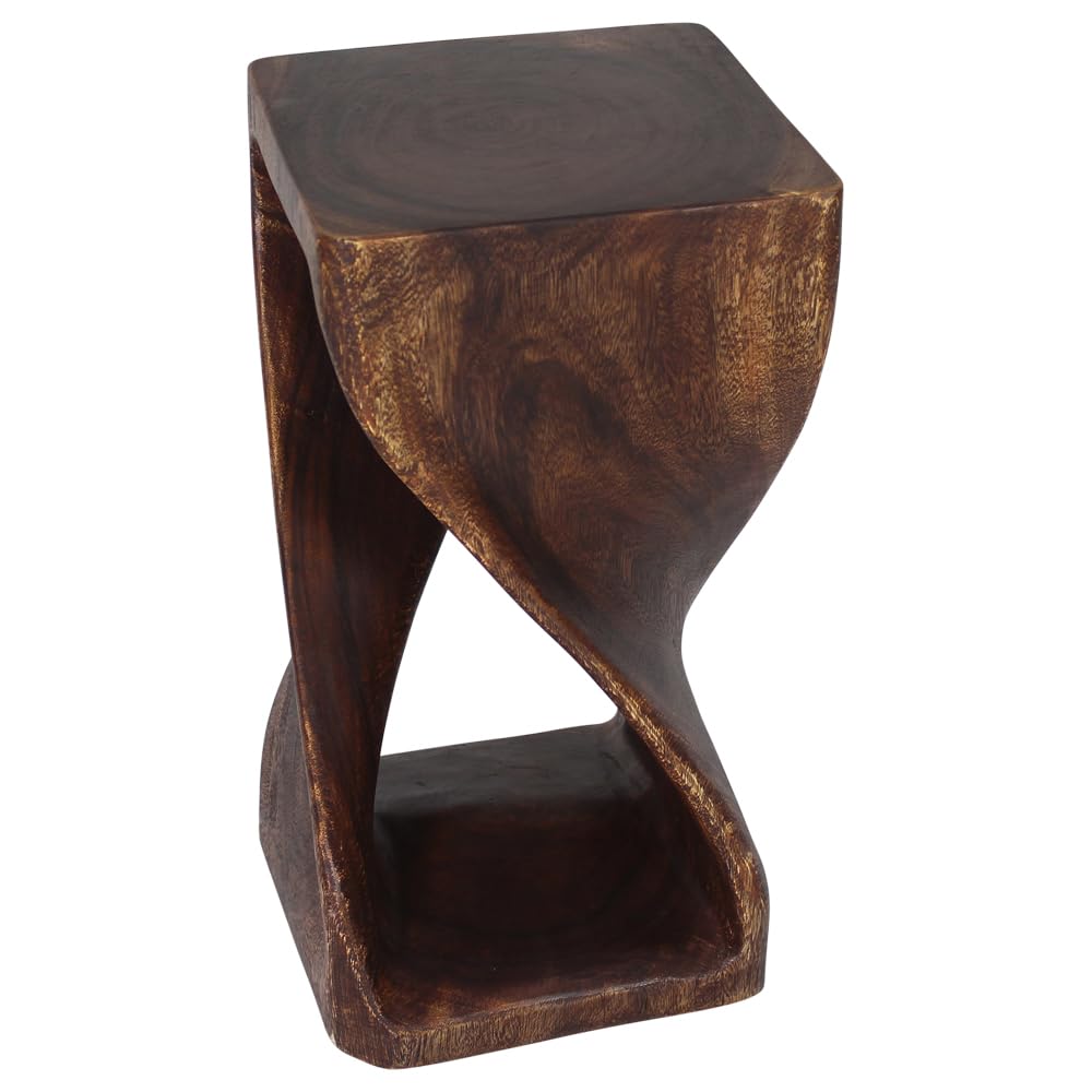 Haussmann® Original Wood Twist Stool 12 X 12 X 23 in High Mocha Oil